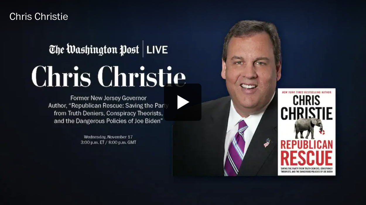 Gov. Christie on Washington Post Live Talks - Christie 55 Solutions